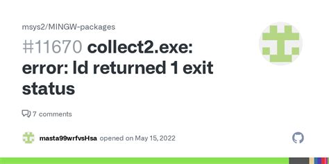 Collect2exe Error Ld Returned 1 Exit Status · Issue 11670 · Msys2