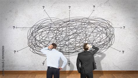 business team thinking in solving difficult and complex problem concept confused people wonder