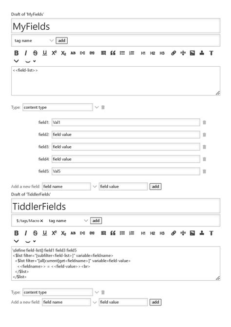 display selected fields in a tiddler but only those with values talk tw