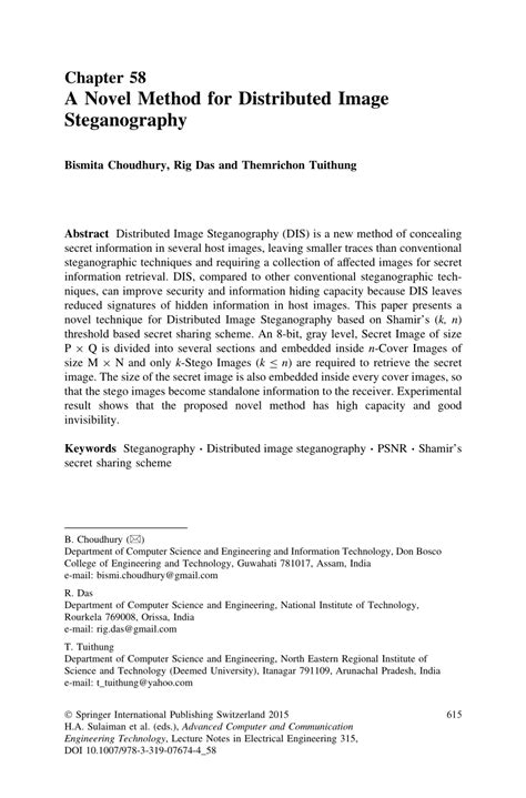Pdf A Novel Method For Distributed Image Steganography
