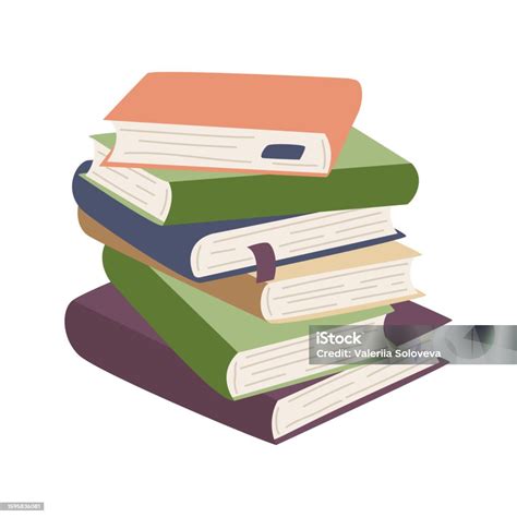 종이 양장본 책 독서 학교 대학 대학에서 공부 교과서 더미 도서관 소설 백과 사전 또는 사전 흰색 배경에 분리된 평면 만화 벡터 그림 개념에 대한 스톡 벡터 아트 및 기타