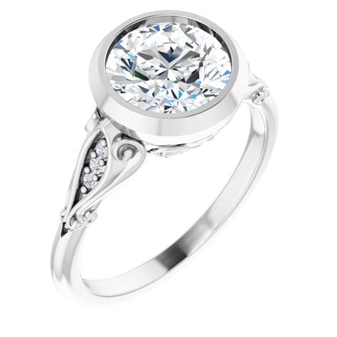 Aubree 2 Carat Round Lab Grown Diamond Bezel Set Engagement Ring 14k