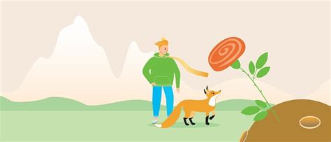 여우와 장미와 어린 왕자 복사 공간 템플릿 오버레이와 디자인을위한 플랫 벡터 스톡 일러스트 디자인에 대한 책 리틀 프린스의 영웅