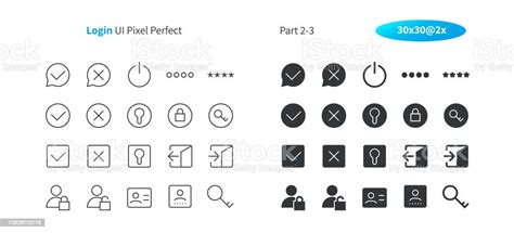 로그인 Ui 픽셀 완벽 한 잘 만들어진 벡터 얇은 선 및 고체 아이콘 30 2 그리드 웹 그래픽 및 애플 리 케이 션에 대 한 X 최소한의 간단한 그림 23 부 가입서에