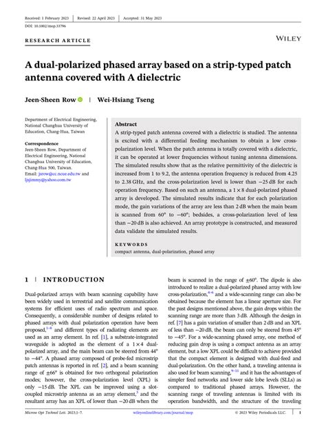 A Dual‐polarized Phased Array Based On A Strip‐typed Patch Antenna