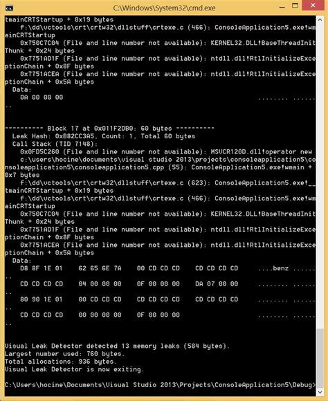 C Visual Leak Detector Not Finding Leaks Vs2013 Stack Overflow