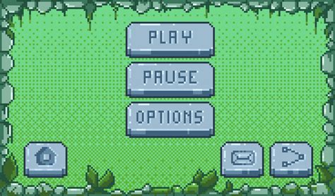 Pixel Game Menu Retro Game Buttons 8 Bit Game Asset UI Interface Elements For Mobile And Web