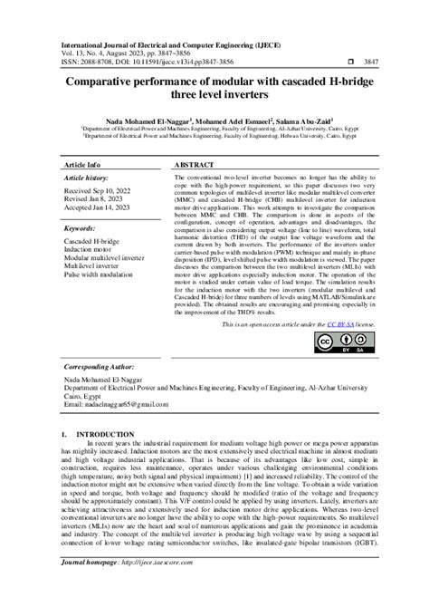 Pdf Comparative Performance Of Modular With Cascaded H Bridge Three