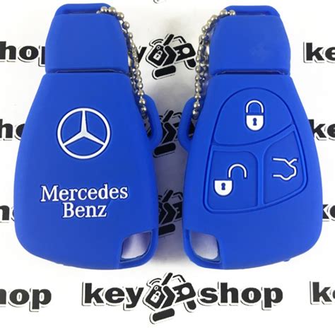 Чехол (синий, силиконовый) для смарт ключа Mercedes (Мерседес) 3 кнопки