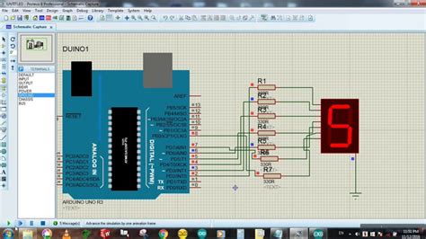 seven segment display to arduino in proteus arduino proteus