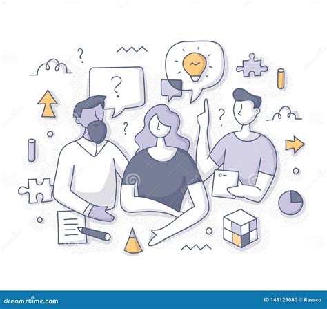 Brainstorming And Solving Problem Concept Stock Vector Illustration Of Creative Meeting
