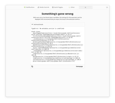 Gnome 43 The Settings For This Extension Cannot Be Displayed · Issue
