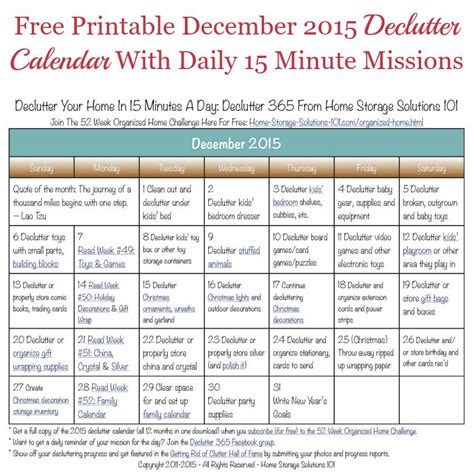 Want To Get Your Home Decluttered Grab Your Free Copy Of The Printable December 2015 Declutter