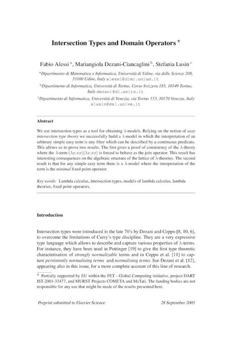 pdf intersection types and domain operatorsdezani papers adl pdf