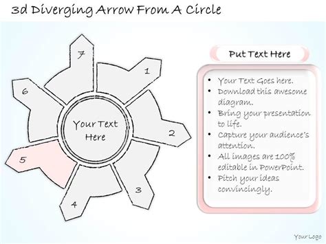 Business Ppt Diagram D Diverging Arrow From A Circle Powerpoint Template PowerPoint