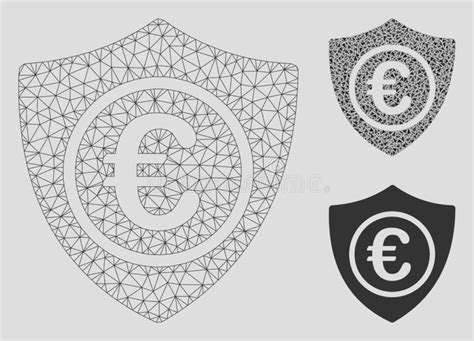 Euro Protection Vector Mesh Carcass Model And Triangle Mosaic Icon