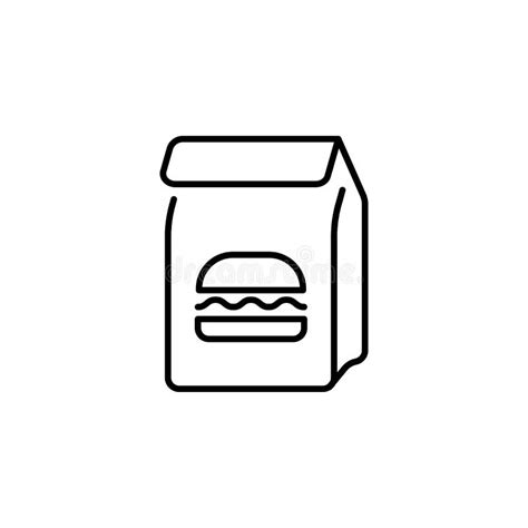 Burger Paper Bag Outline Icon Linear Style Sign For Mobile Concept And