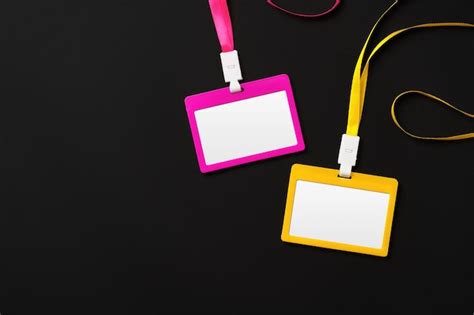 Premium Photo Blank Badges On Black Background Top View