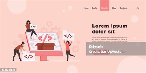 인터넷 플랫폼을 위한 작은 개발자 프로그래밍 웹 사이트 모션에 대한 스톡 벡터 아트 및 기타 이미지 모션 벡터 비즈니스