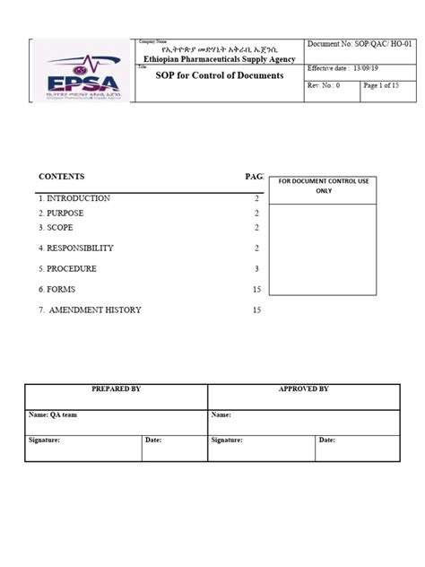 Sop 1 Document Control Sop Pdf Typography Document