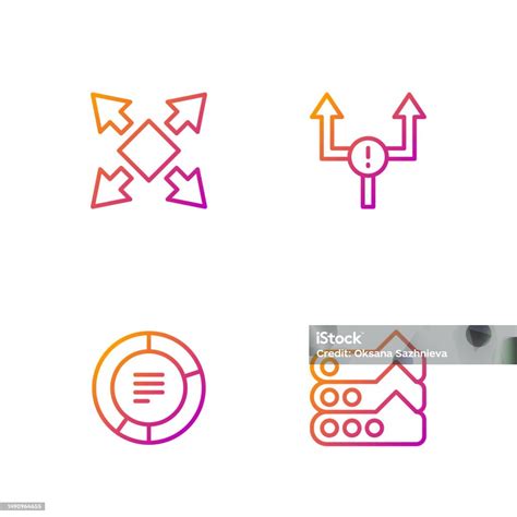 선 그래프 차트 다이어그램 파이 인포 그래픽 여러 가지 방향 화살표 및 화살표를 설정합니다 그라데이션 색상 아이콘입니다 벡터 0명에 대한 스톡 벡터 아트 및 기타 이미지