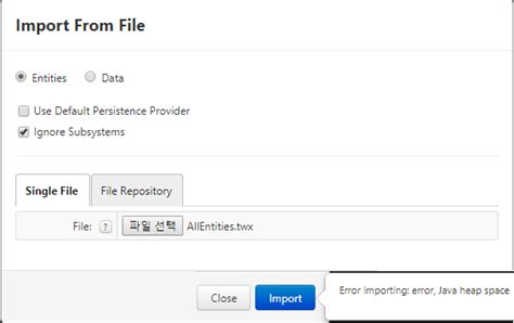 Solved Import Issue Error Importing Error Java Heap Sp Ptc