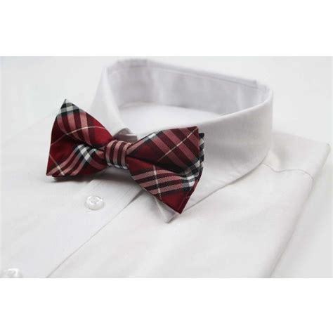 Mens Red Plaid Patterned Bow Tie Red Black White Cream Big W