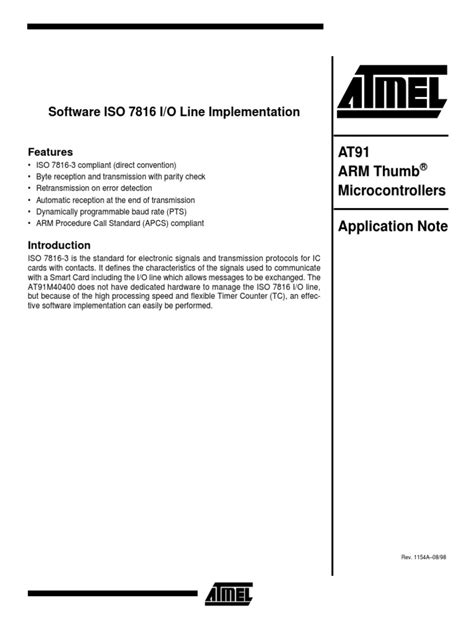 Software Iso 7816 I O Line Implementation Pdf Bit Electrical Engineering