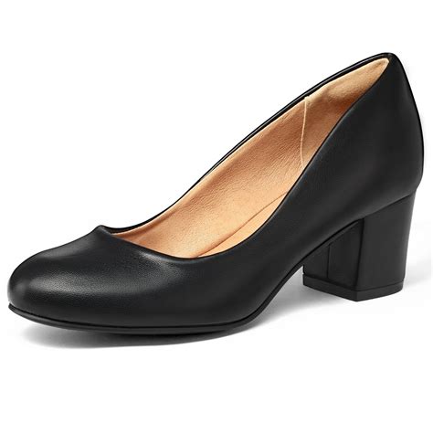 Bocca Womens Low Heel Pumps Black Pu Chunky Block Dress Shoes 10m