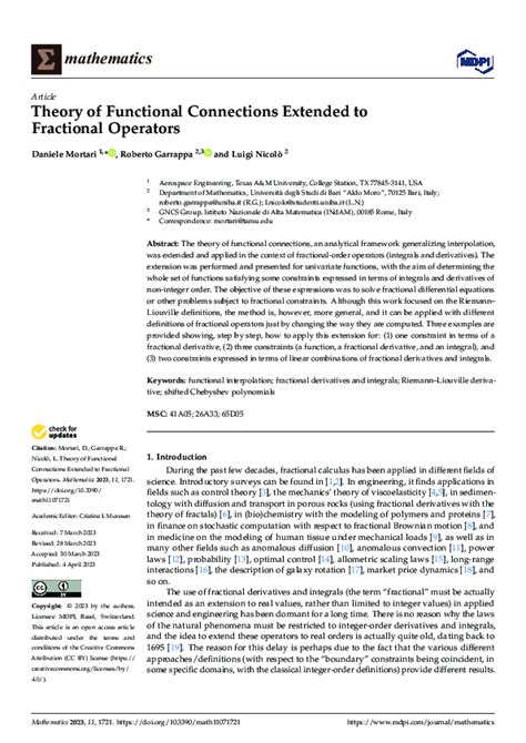 Pdf Theory Of Functional Connections Extended To Fractional Operators