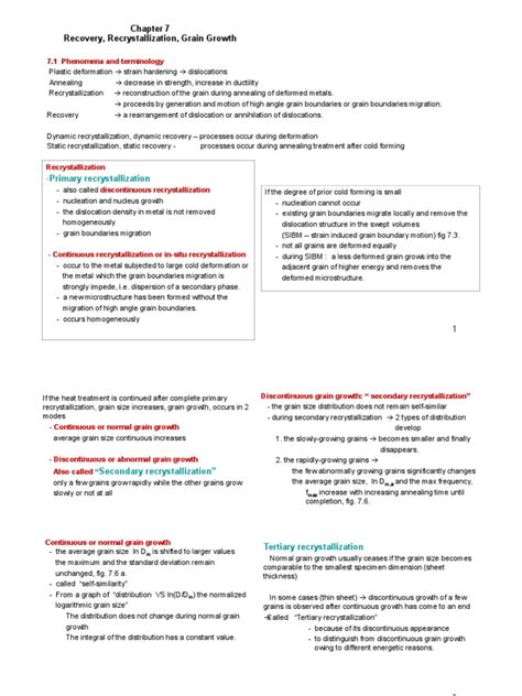 Chapter 7 Recovery Recrystallization Grain Growth Pdf Dislocation Annealing Metallurgy