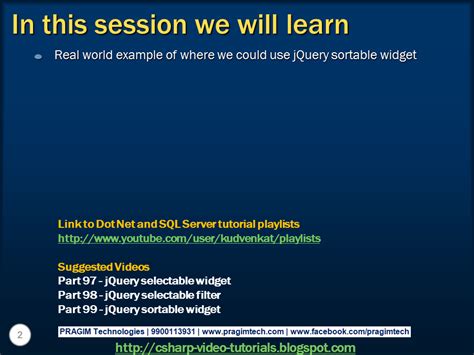 Sql Server Net And C Video Tutorial Jquery Sortable From Database
