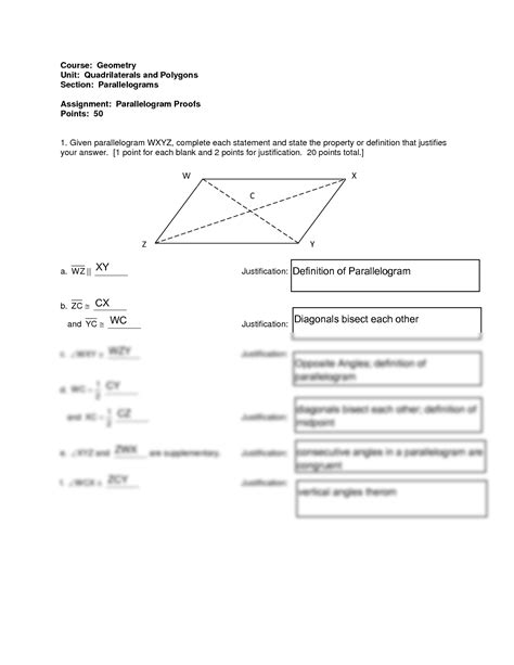 502 Parallelogram Proof Assignmentpdf Course Geometry Unit 502 Parallelogram Proof Assignmentpdf Course Geometry Unit