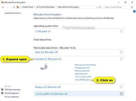 Turn On Or Off BitLocker For Removable Data Drives In Windows 10 Tutorials