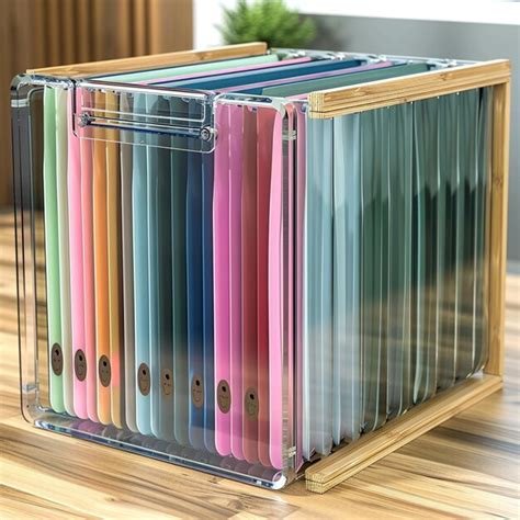 There Are A Lot Of Folders In A Clear Box On The Table Generative Ai Premium Ai Generated Image