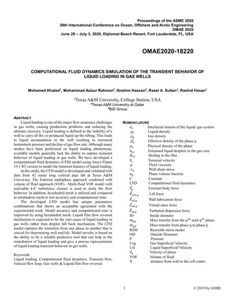 Pdf Computational Fluid Dynamics Simulation Of The Transient Behavior Of Liquid Loading In Gas