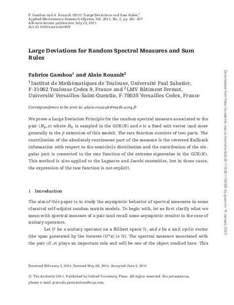 Pdf Large Deviations For Random Spectral Measures And Sum Rules