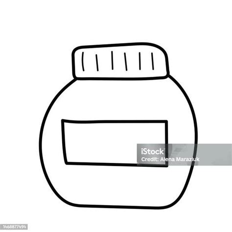 뚜껑이 있는 투명 유리 병 흰색 배경에 격리된 저장 컨테이너 낙서 클립 아트 벡터 일러스트 레이 션 0명에 대한 스톡 벡터 아트 및 기타 이미지 Istock
