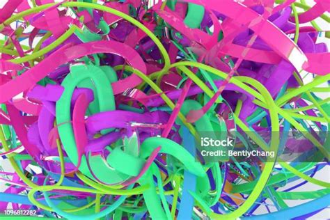 화려한 3d 렌더링입니다 장식의 일러스트 Cgi 구성 기하학적 디자인 텍스쳐 배경 지저분한 문자열의 무리 0명에 대한 스톡 사진 및 기타 이미지 Istock