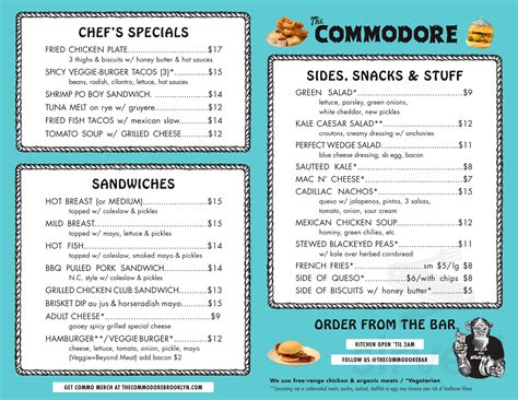 The Commodore Menu In Brooklyn New York Usa