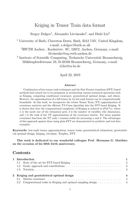 pdf kriging in tensor train data format
