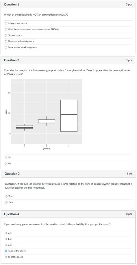 Solved Which Of The Following Is NOT An Assumption Of ANOVA Chegg Com