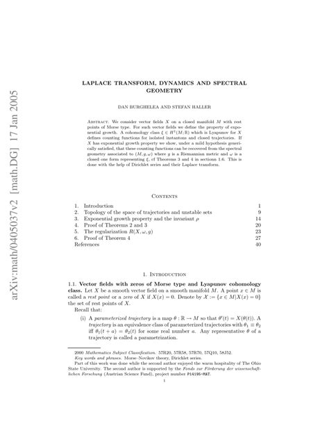 Pdf Laplace Transform Dynamics And Spectral Geometry