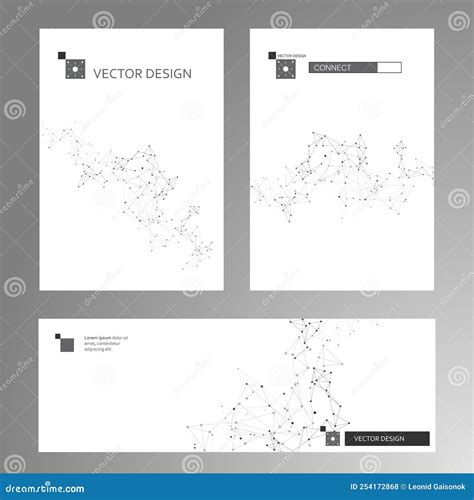 Abstract Molecules Brochure Design Connect Dots And Lines Stock Vector