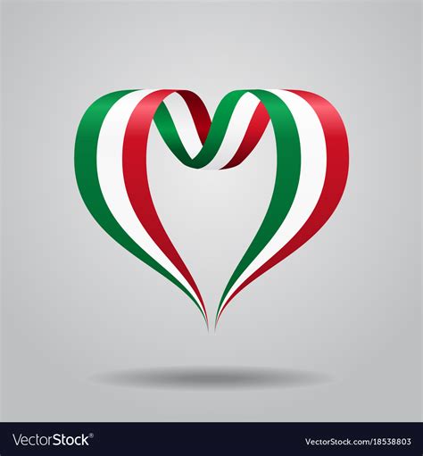 Italian Flag Heart Shaped Ribbon Royalty Free Vector Image