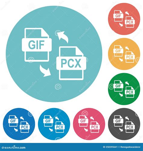 Pcx File Conversion Flat Round Icons Stock Vector Illustration Of Circular Fileformat
