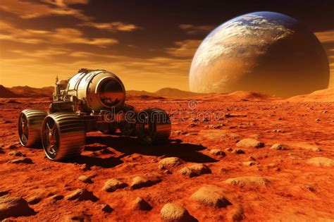 A Mars Rover Is Exploring The Surface Of The Red Planet Depicted In An Image Of An Automated