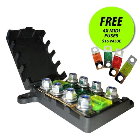 Quad Midi Fuse Holder With Busbar Surface Mount Up To 80amp Free Fuses 4x4 Offroad