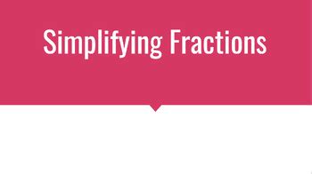Simplifying Fractions By TeachWorks TPT