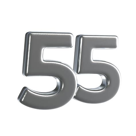 Number 55 3d Render With Silver Material 28634353 Png